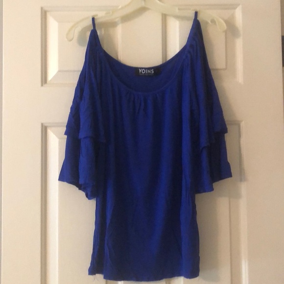 Tops | Royal Blue Cold Shoulder Top | Poshmark